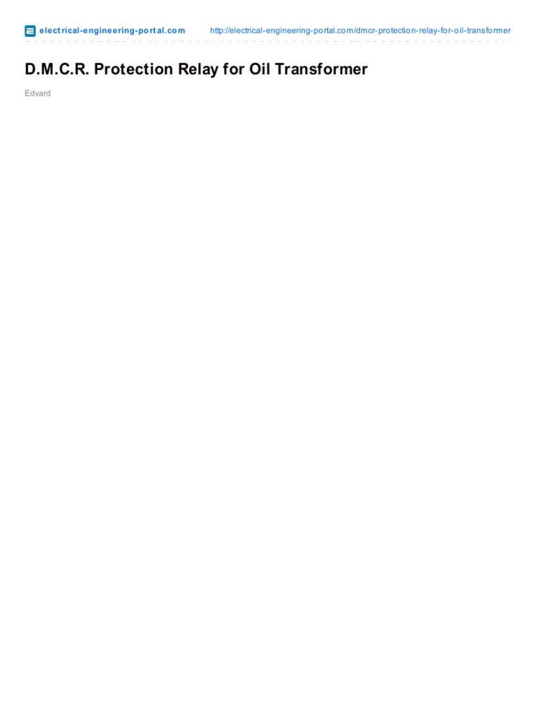 DMCR Protection Relay For Oil Transformer | PDF | Thermostat | Relay