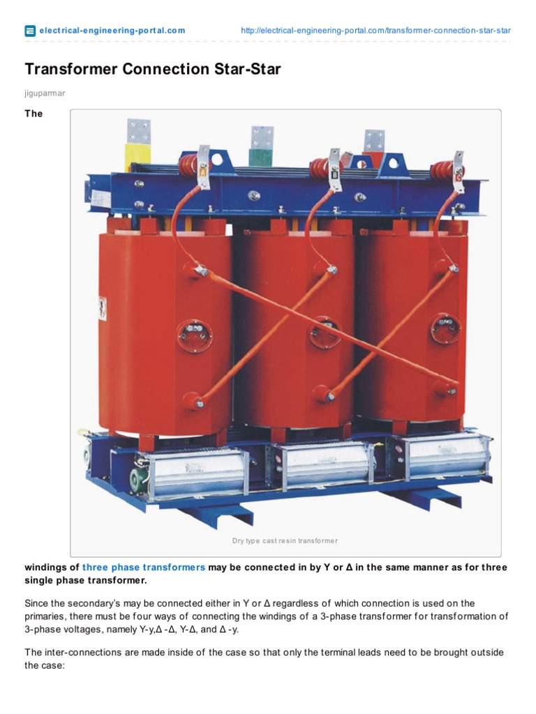 Electrical Engineering Portal - Com Transformer Connection StarStar ...