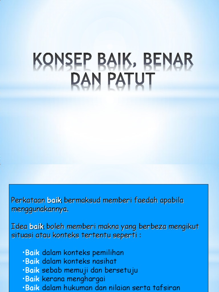 Konsep Baik, Benar Dan Patut | PDF