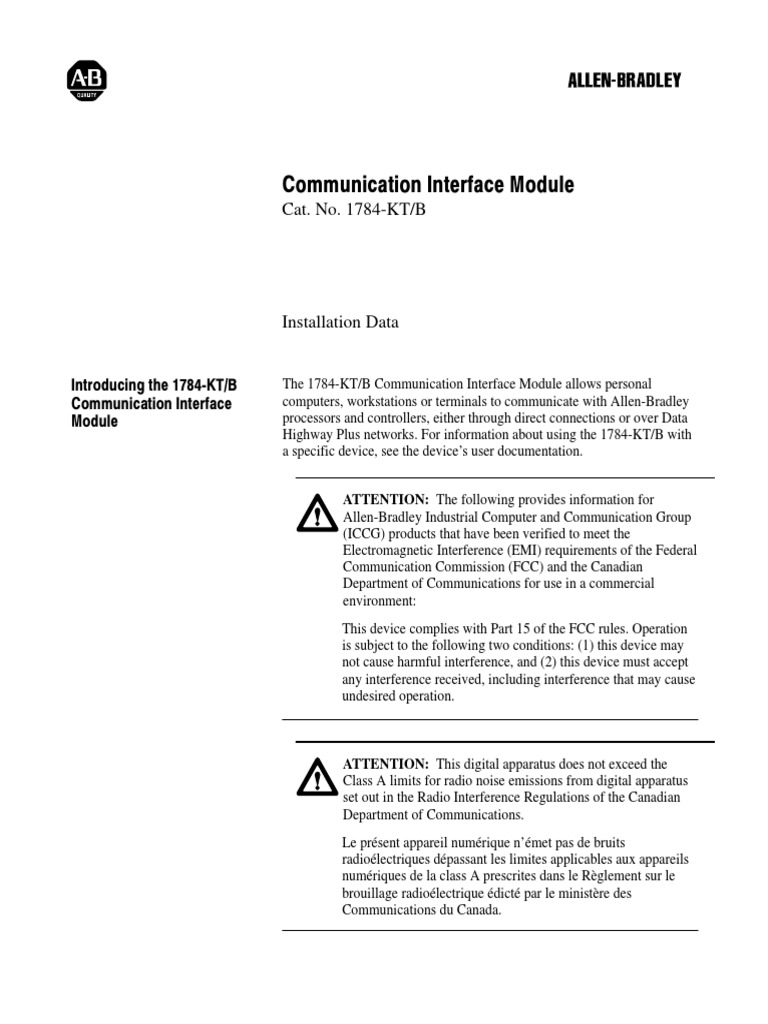 1784 KT | PDF | Programmable Logic Controller | Electromagnetic Interference