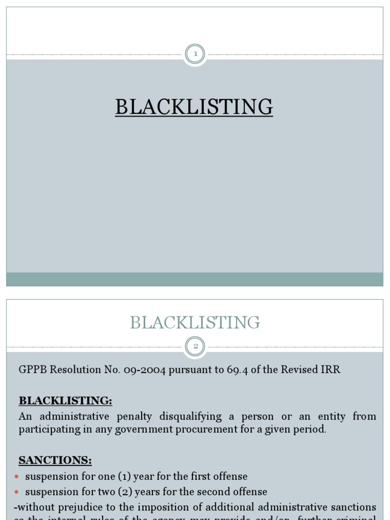 Blacklisting Under R.A. No. 9184 | PDF | Procurement | Complaint
