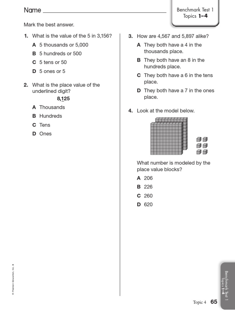 Third Grade Benchmark 1 | PDF | Teaching Mathematics
