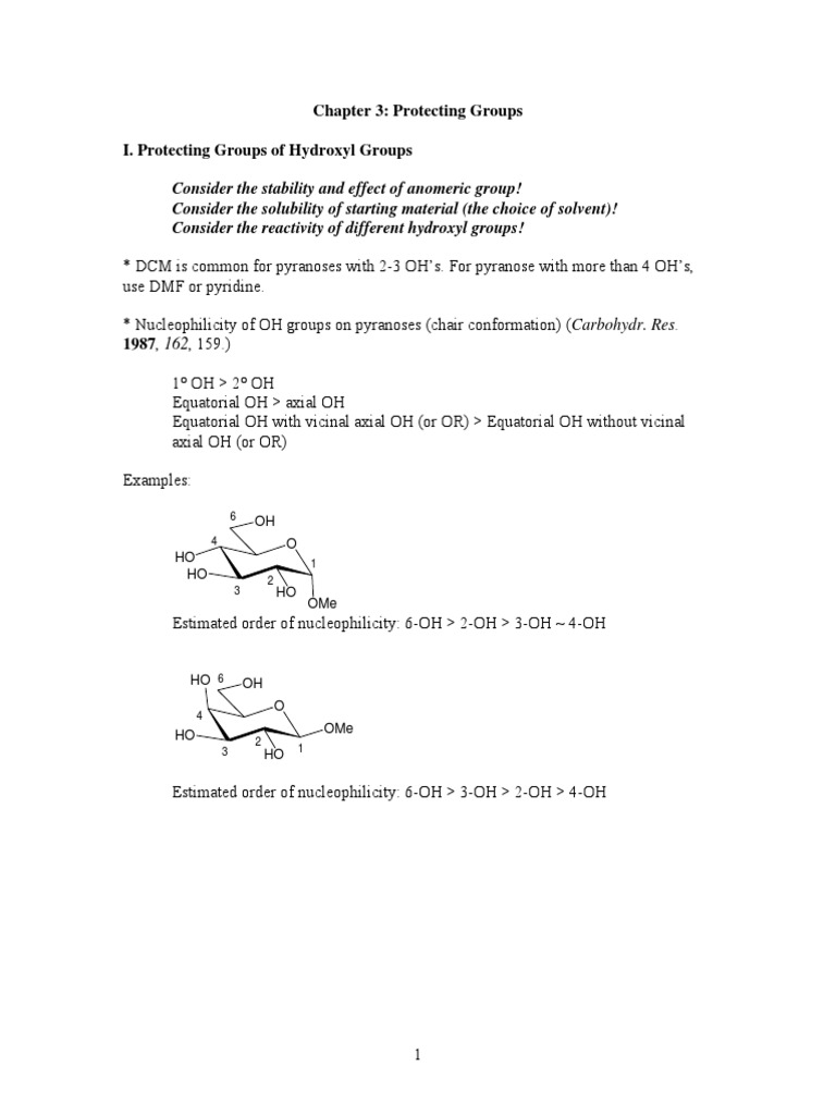 Chapter 3 Protecting Groups PDF | PDF | Organic Chemistry | Chemistry
