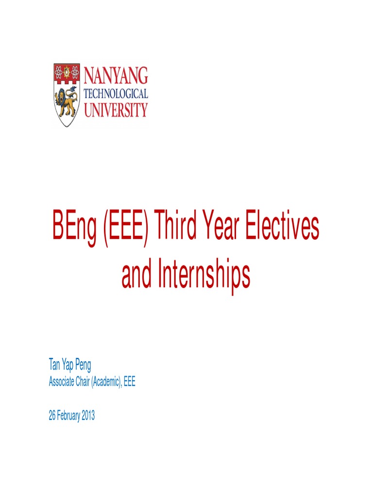 Guidance on Third Year Electives, Internship Options, and Course Selection for Electrical and ...