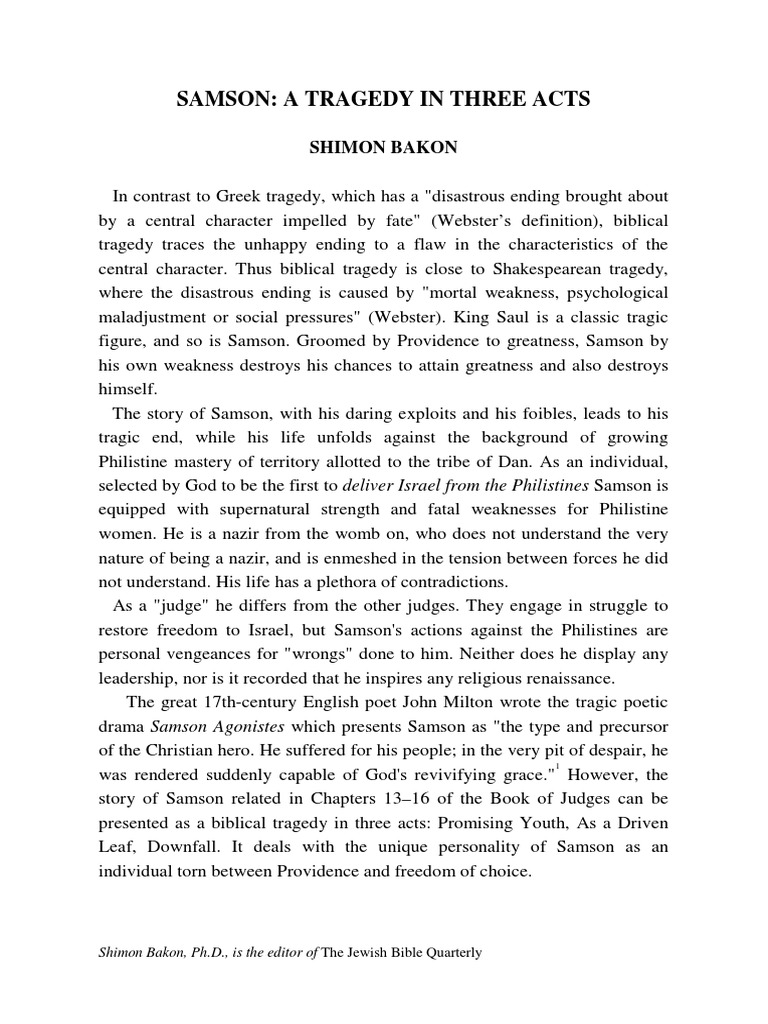 Samson: Biblical Tragedy Unveiled | PDF | Samson | Delilah