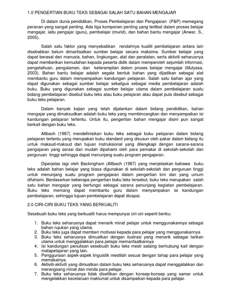 Pengertian dan Ciri Buku Teks Pendidikan | PDF