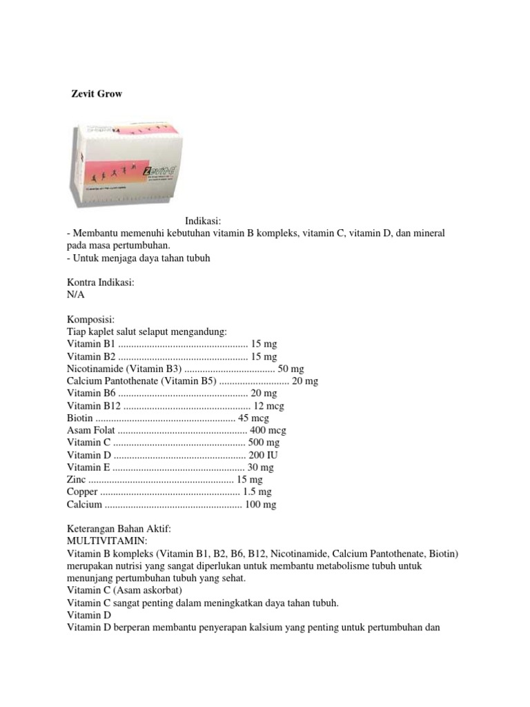 Kandungan Zevit Grow