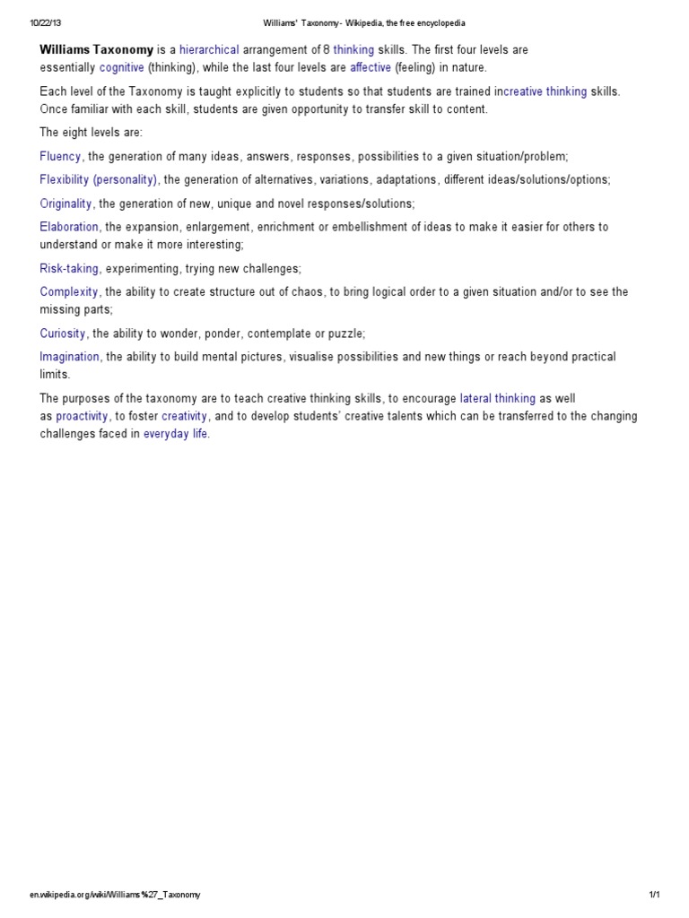Williams' Taxonomy | PDF