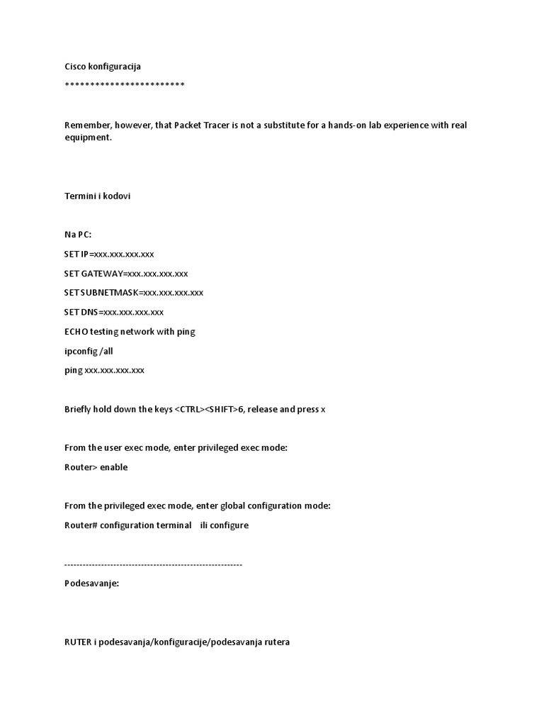 Cisco CCNA Help Document | PDF | Routing | Data Transmission