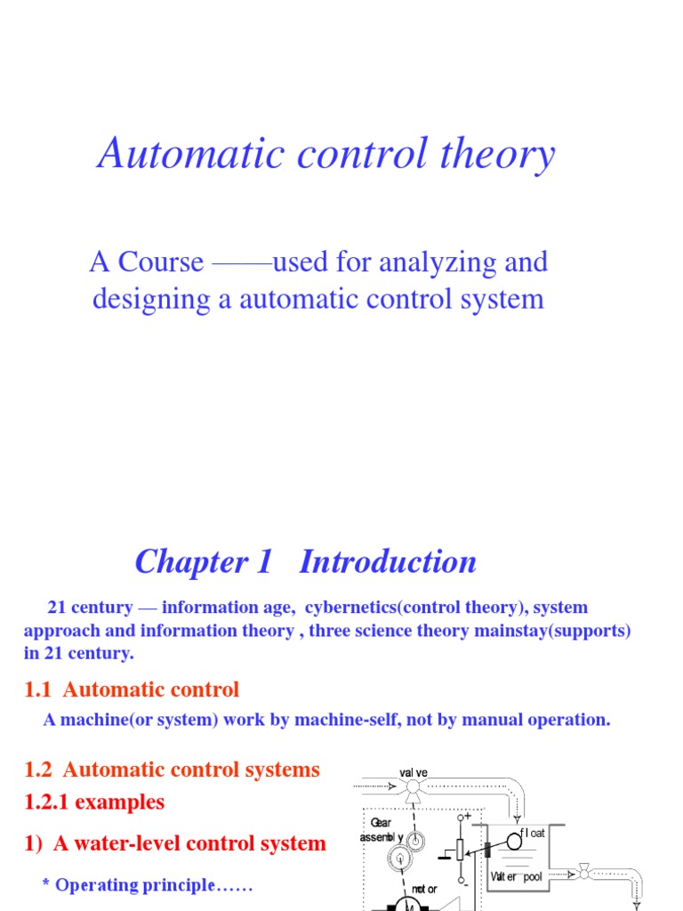 Automatic Control Theory Modern Control Theory An Overview
