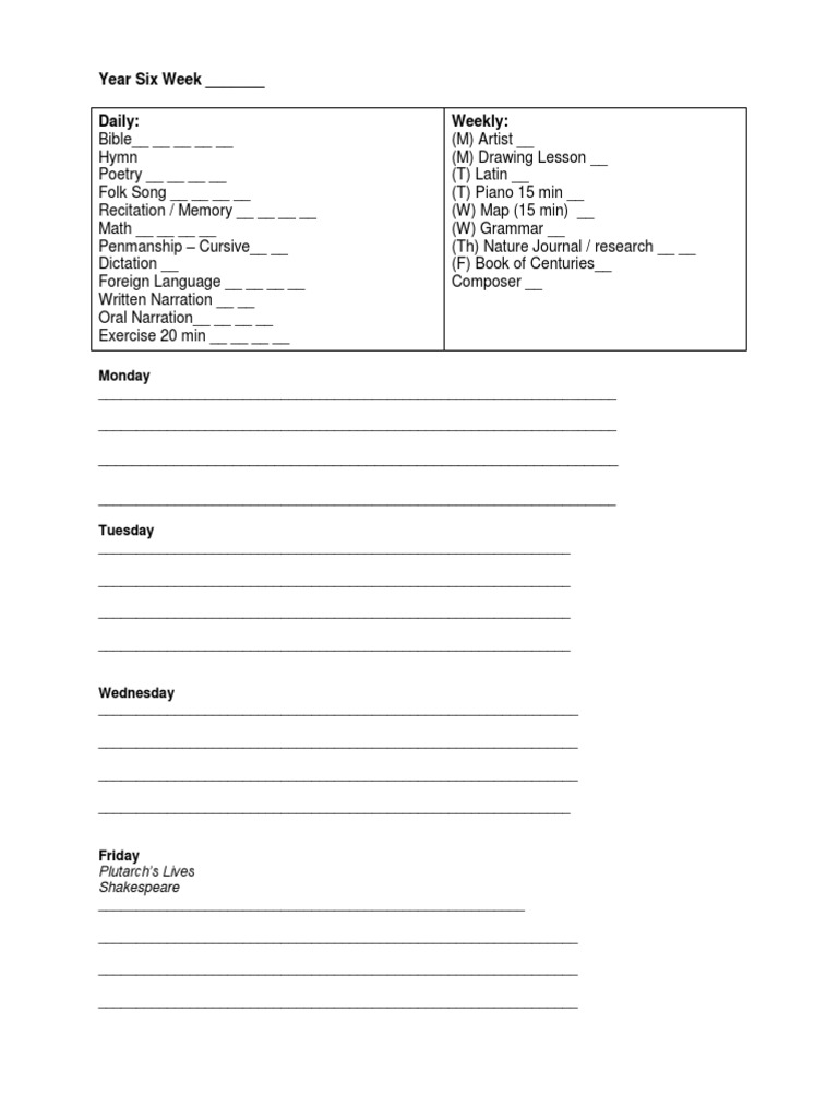 Jeannette Tulis' AO Schedule Adapted To A 4 Day Week For YR6 and Shared ...