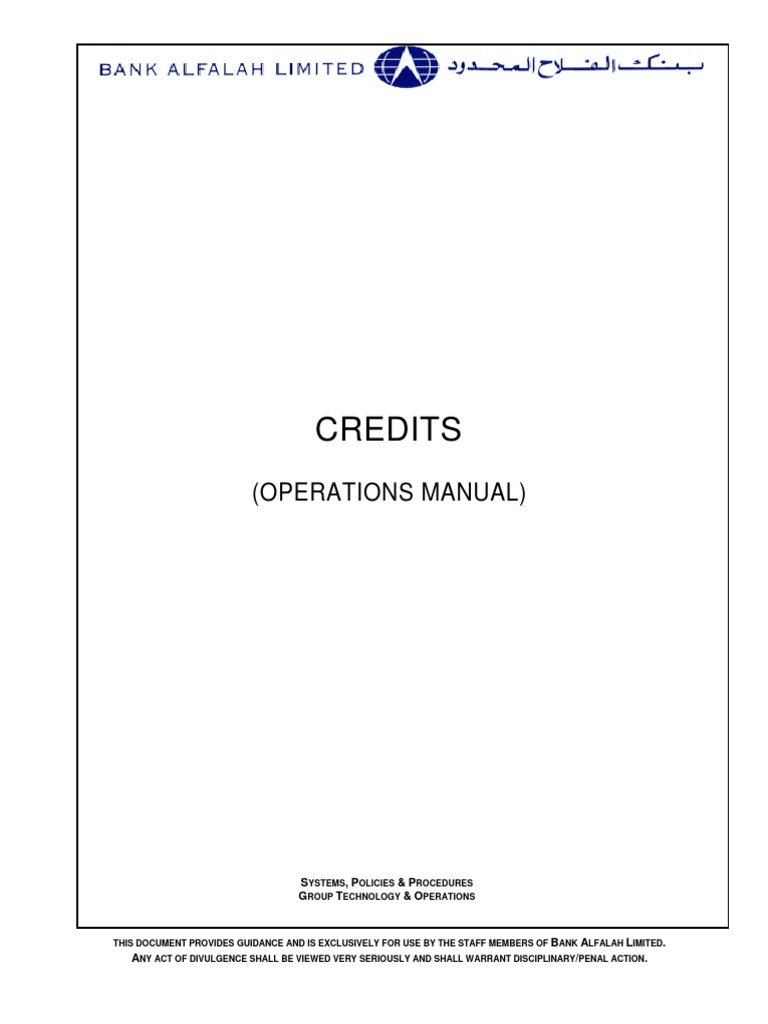 Credit Operational Manual | PDF | Partnership | Credit Card