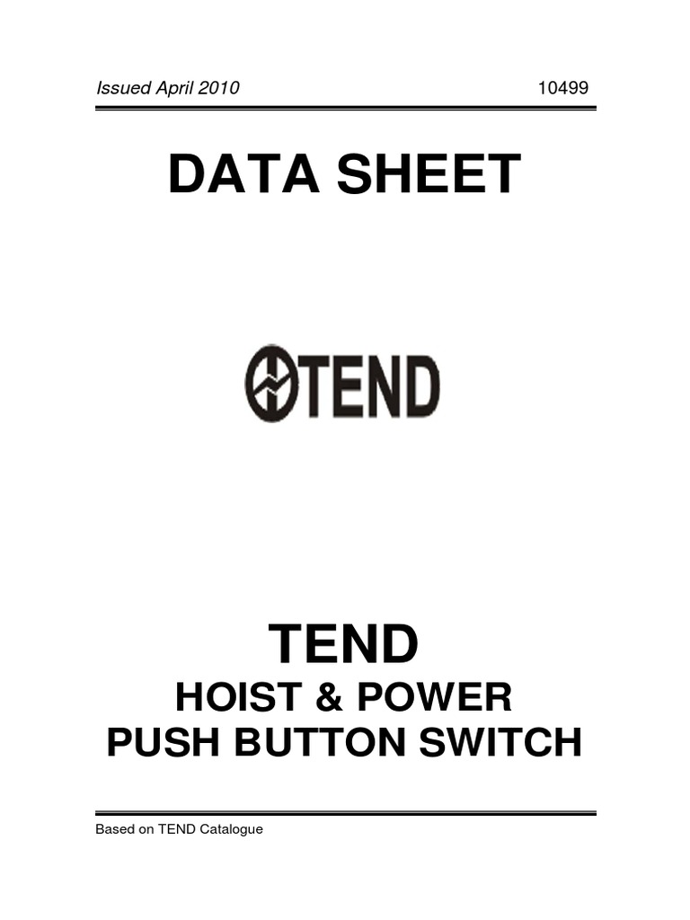 TEND Hoist-Power Push Button Switch | PDF | Switch | Cable