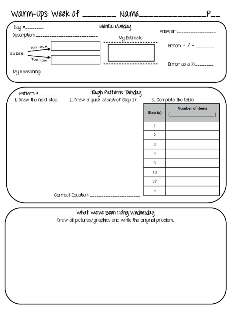 Weekly Warm-Up Sheetv2.0 | PDF