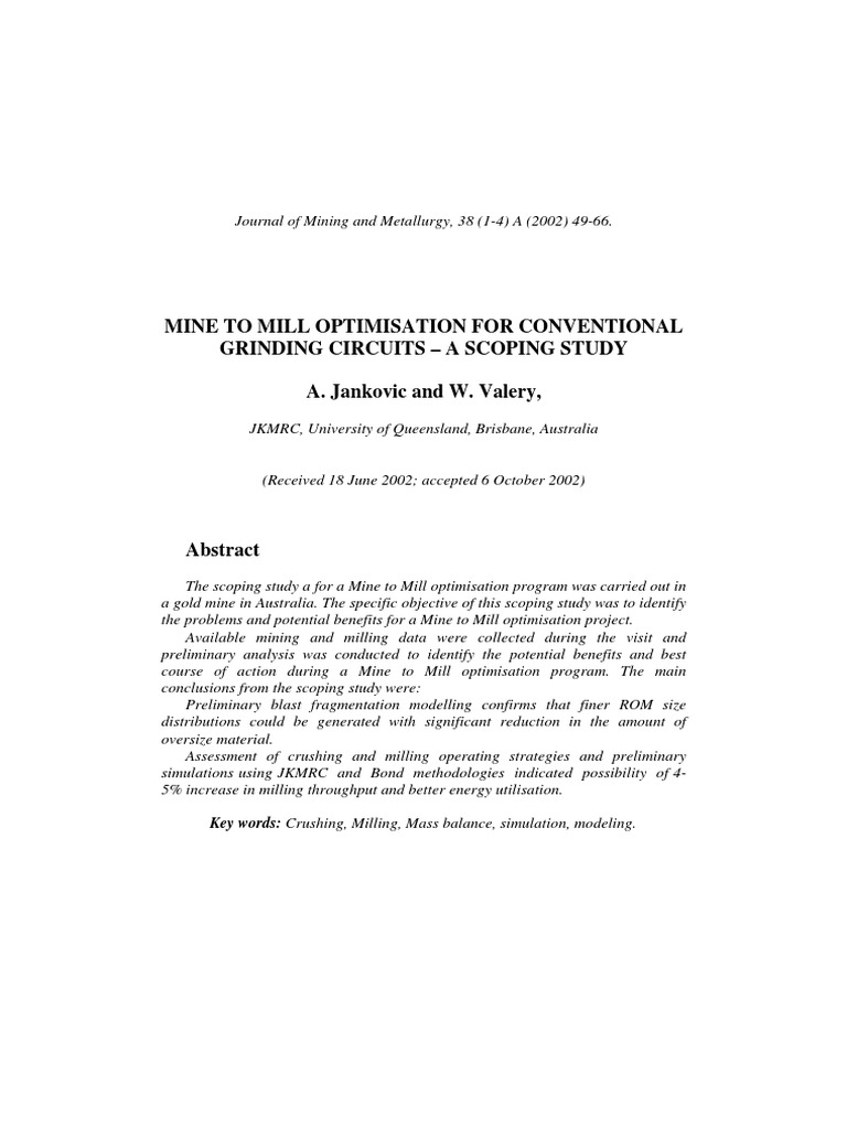 Mine To Mill Optimization | PDF | Mill (Grinding) | Mining