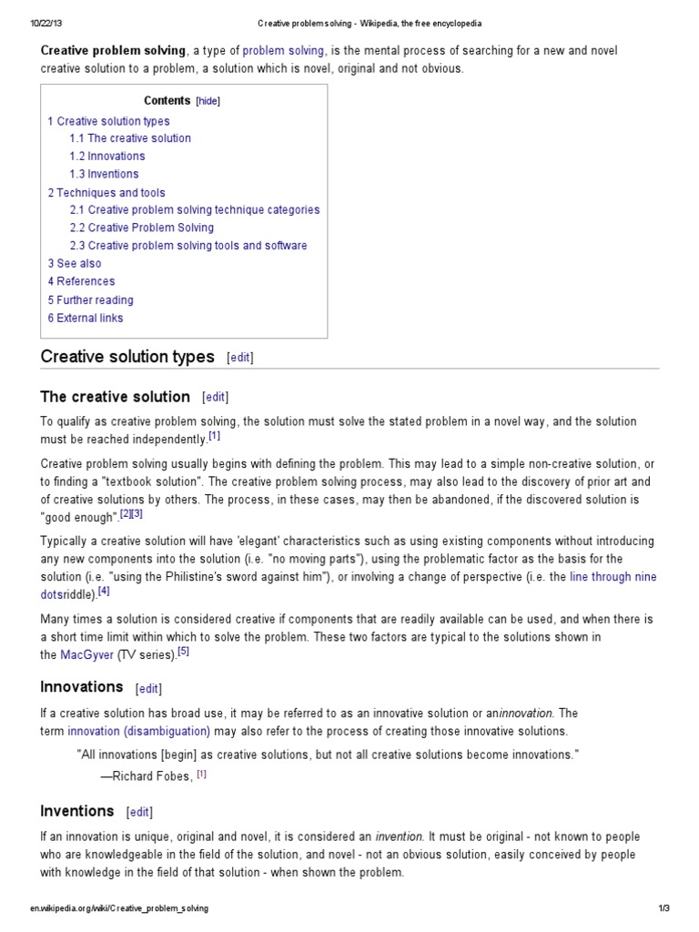 Creative Problem Solving | PDF | Creativity | Invention