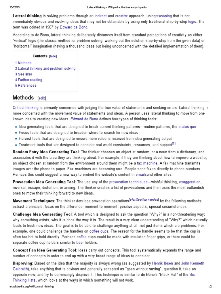 Lateral Thinking | PDF | Thought | Creativity