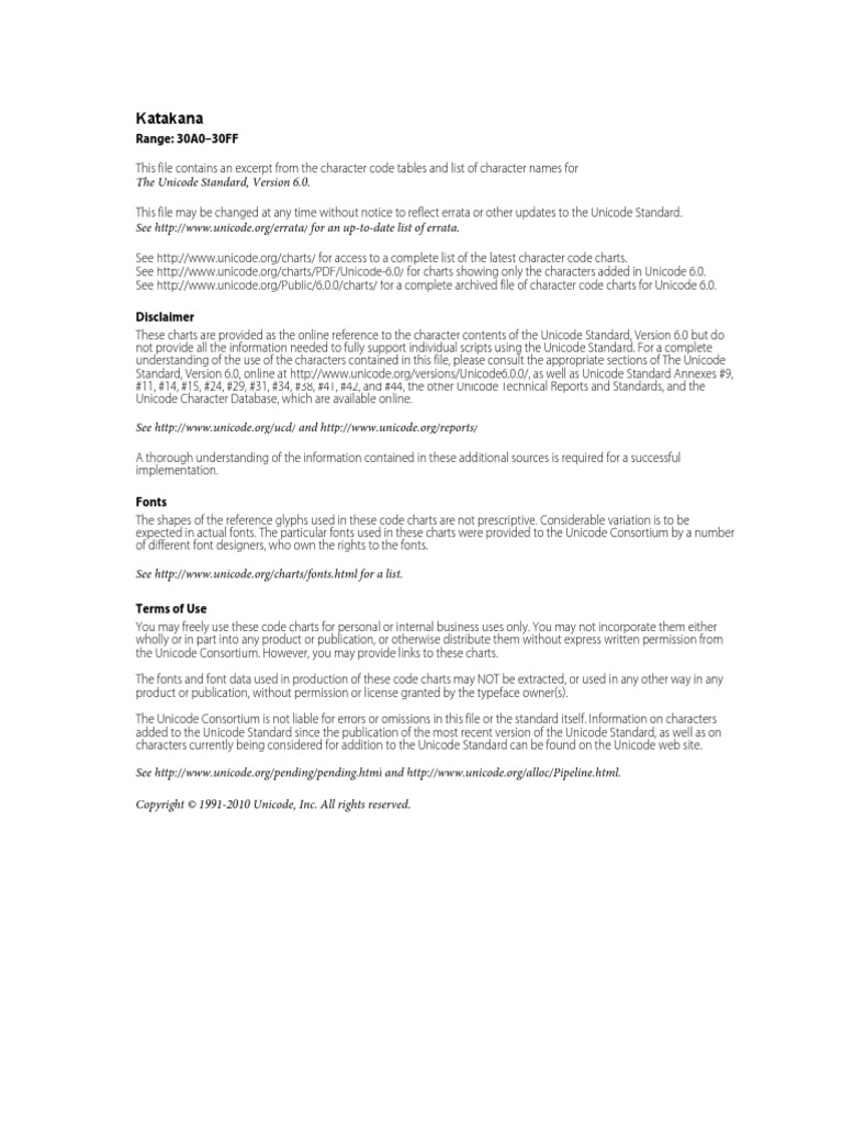 Tabla ASCII Katakana | PDF | Typefaces | Digital Typography