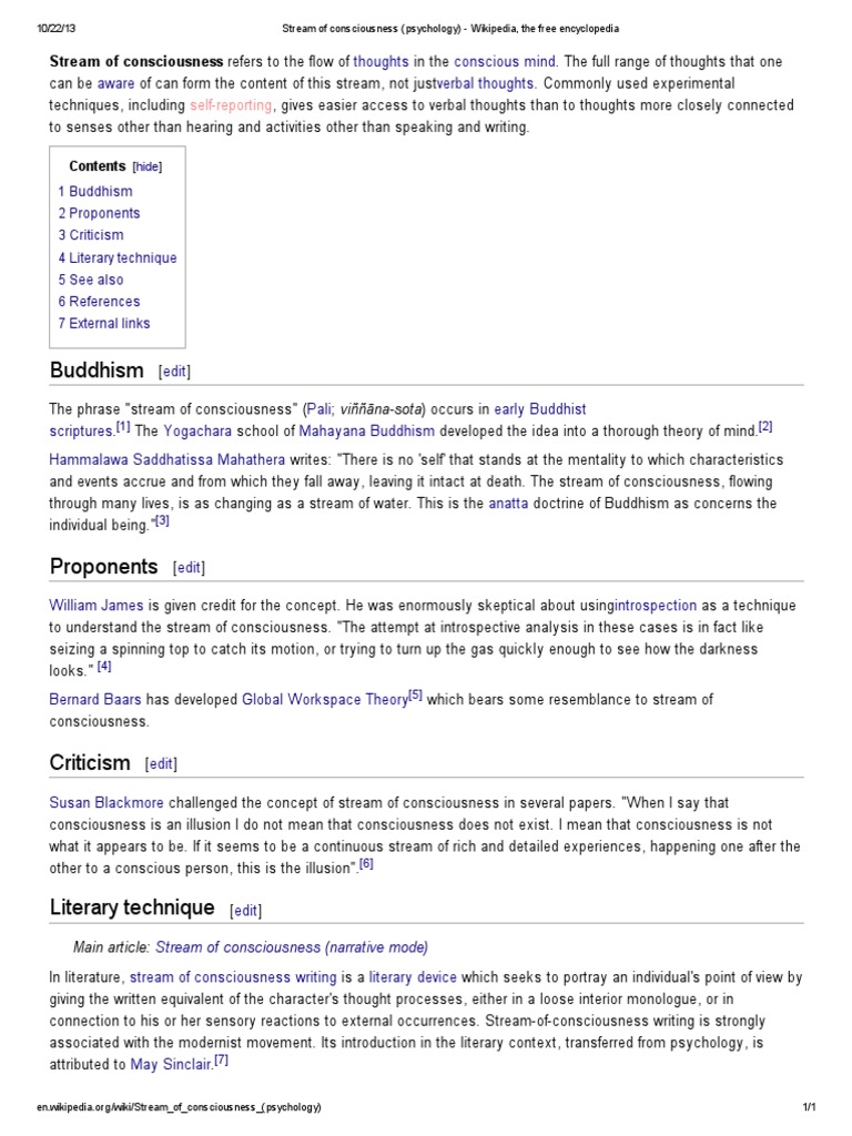Stream of Consciousness (Psychology) A | PDF | Mental Processes ...