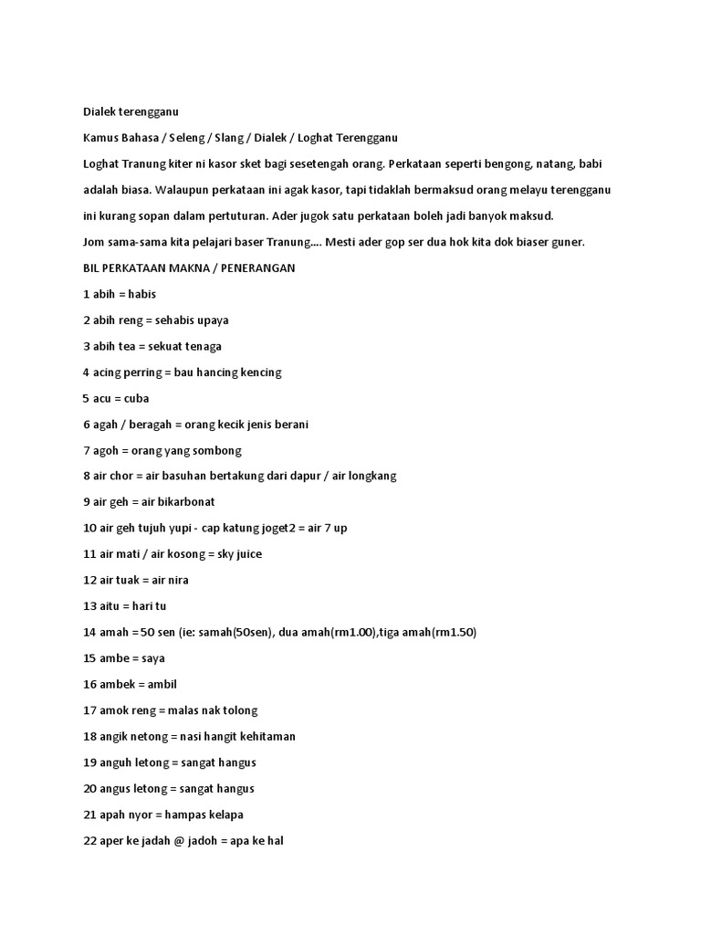 Dialek Terengganu | PDF
