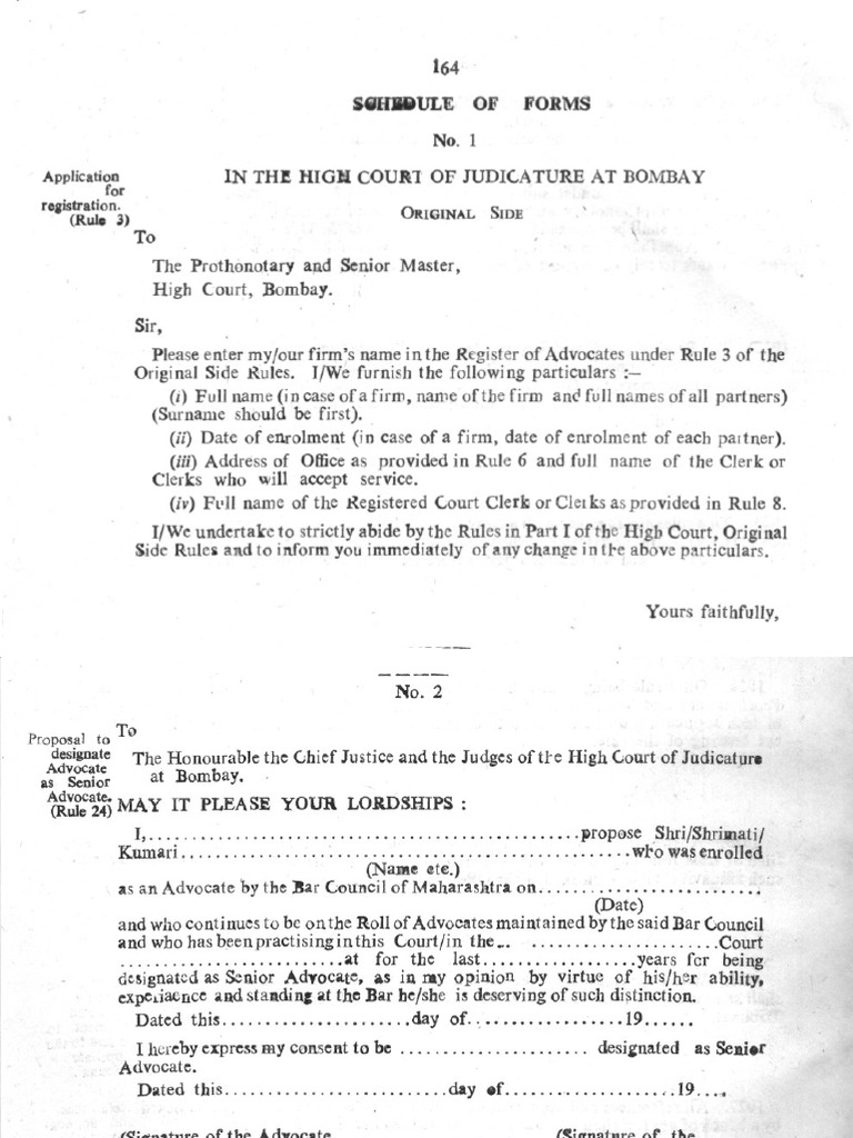 Bombay High Court Original Side Forms | PDF | Lawsuit | Summons