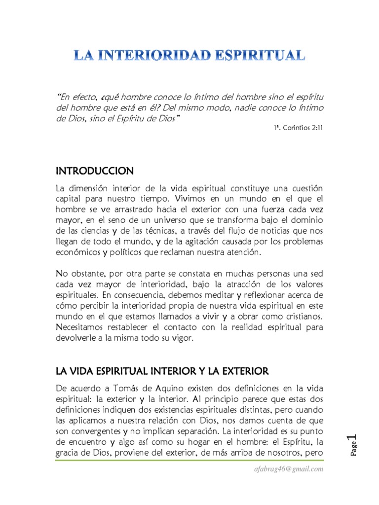 La interioridad espiritual: su naturaleza, dimensiones y experiencias ...
