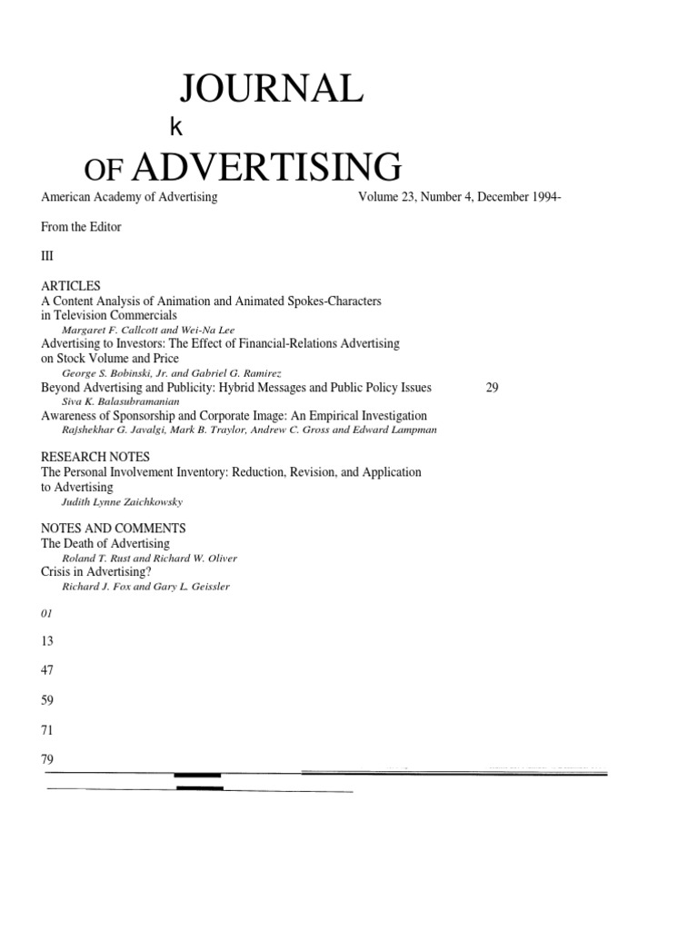 Journal of Advertising | PDF | Marketing Communications | Advertising