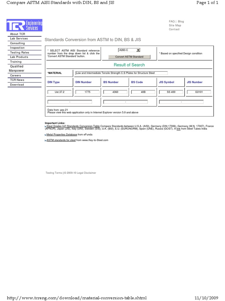 Material Conversion Table | PDF