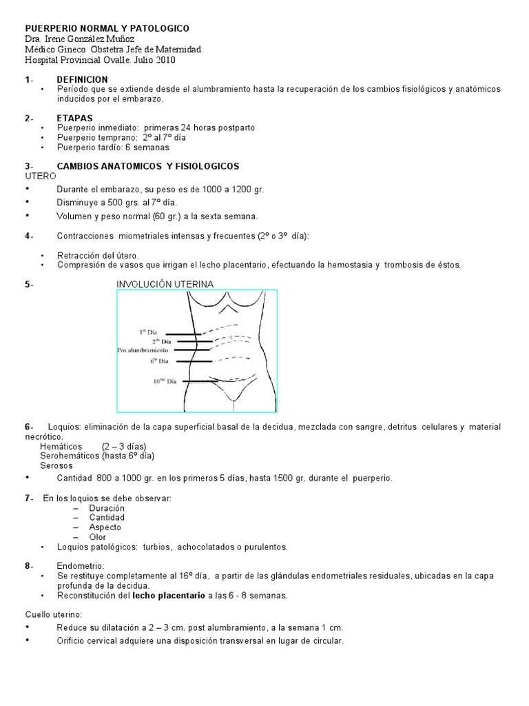 Apuntes Clase 1 Puerperio Normal y Patologico | PDF | Periodo posparto ...
