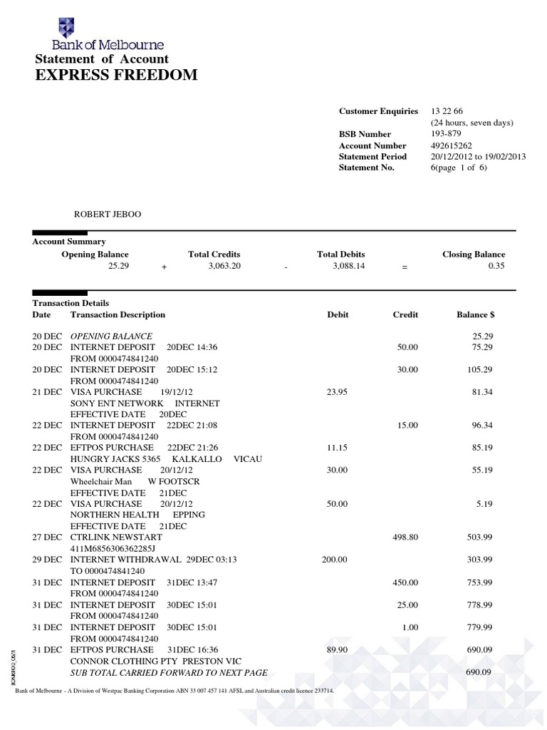 Express Freedom: Statement of Account | PDF | Debit Card | Retail ...