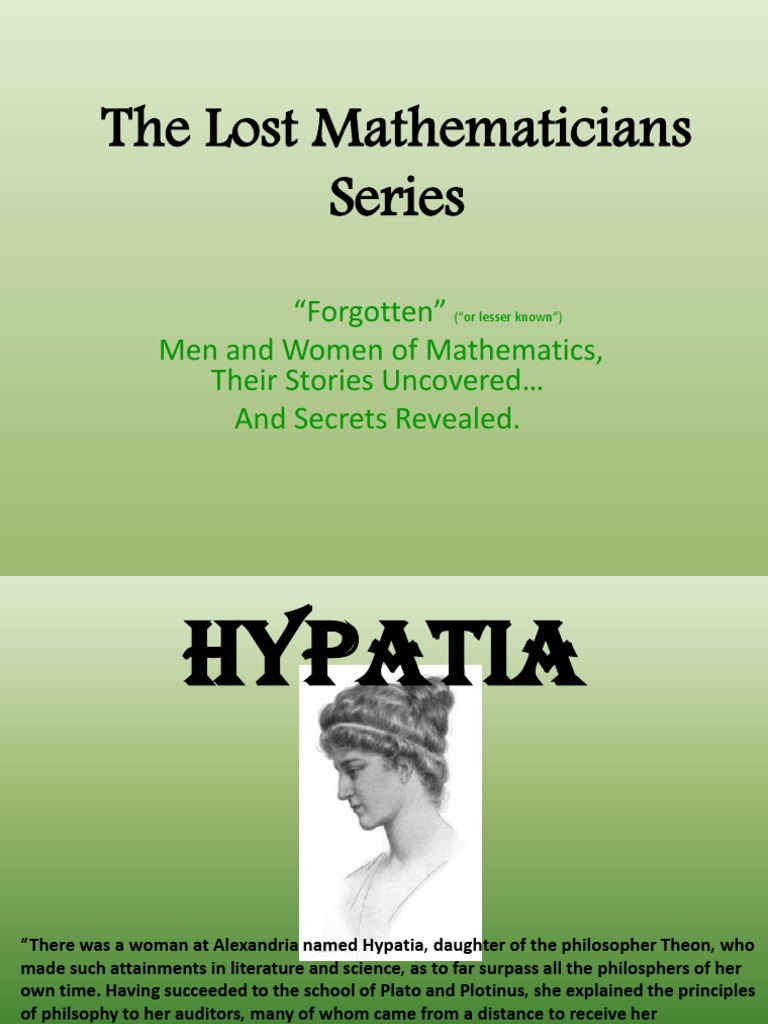 The Lost Mathematicians Series: "Forgotten" Men and Women of ...