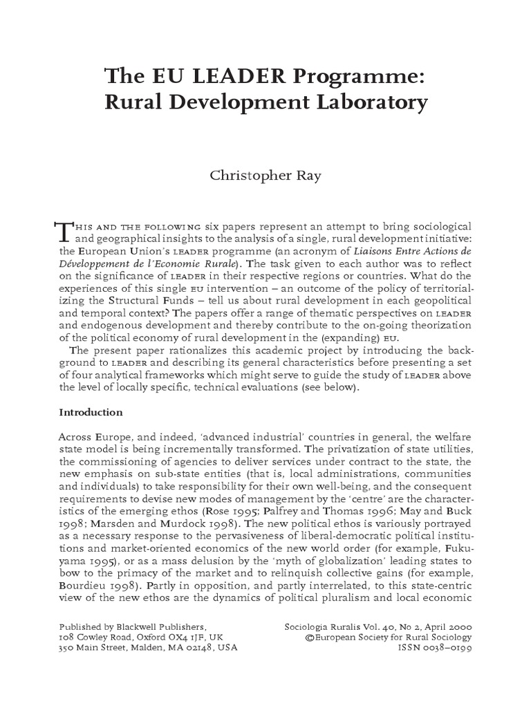 The EU LEADER Programme Rural Development Laboratory | PDF | European ...
