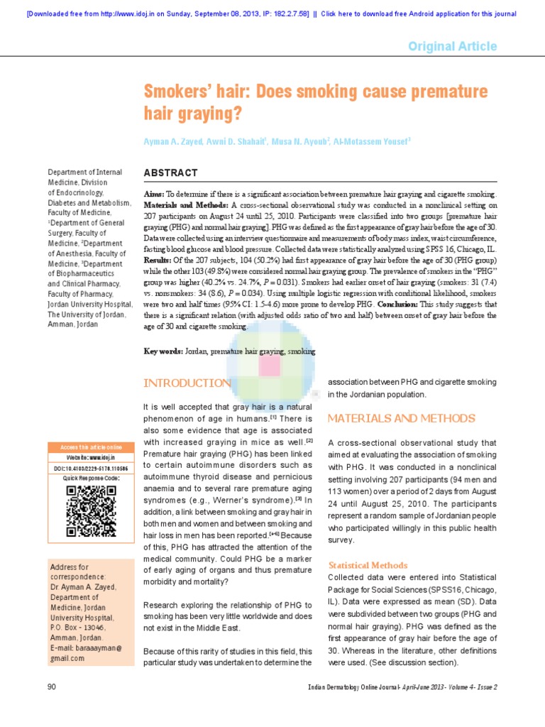 Smokers' Hair: Does Smoking Cause Premature Hair Graying?: Original ...