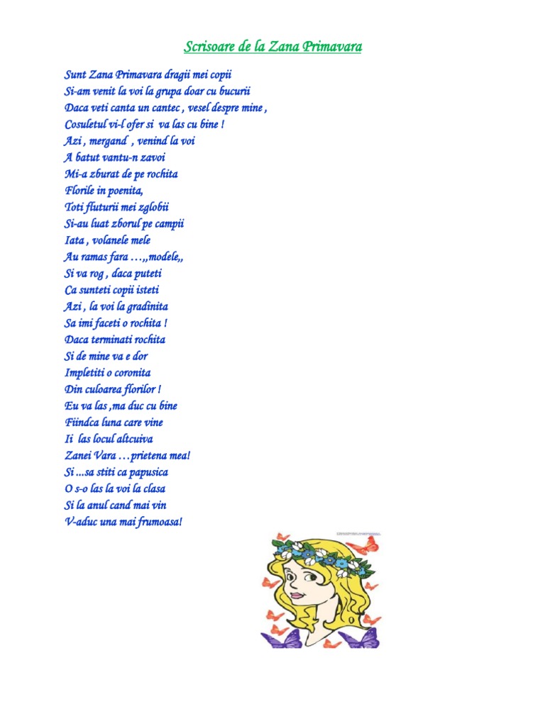 Scrisoare de La Zana Primavara