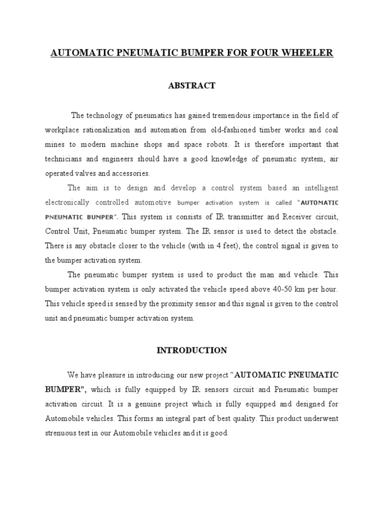 Automatic Pneumatic Bumper System | PDF | Valve | Pneumatics