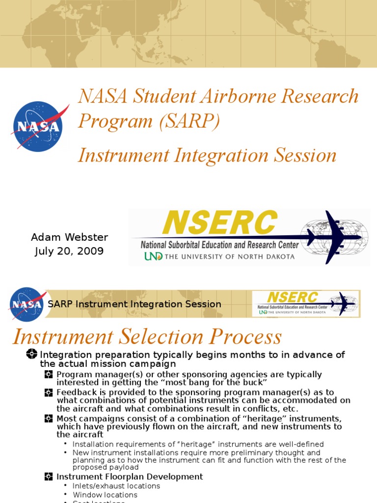NASA Student Airborne Research Program (SARP) Instrument Integration ...