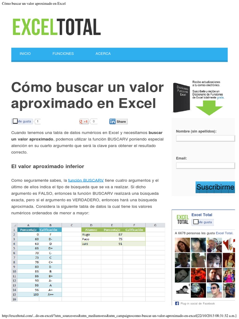 Buscar valor aproximado en Excel | PDF | Matriz (Matemáticas) | Función ...