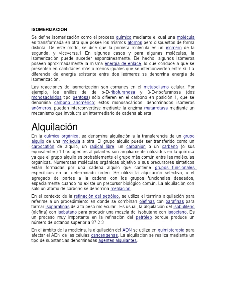 ISOMERIZACIÓN | PDF | Ingeniería de Procesos Químicos | Química Física