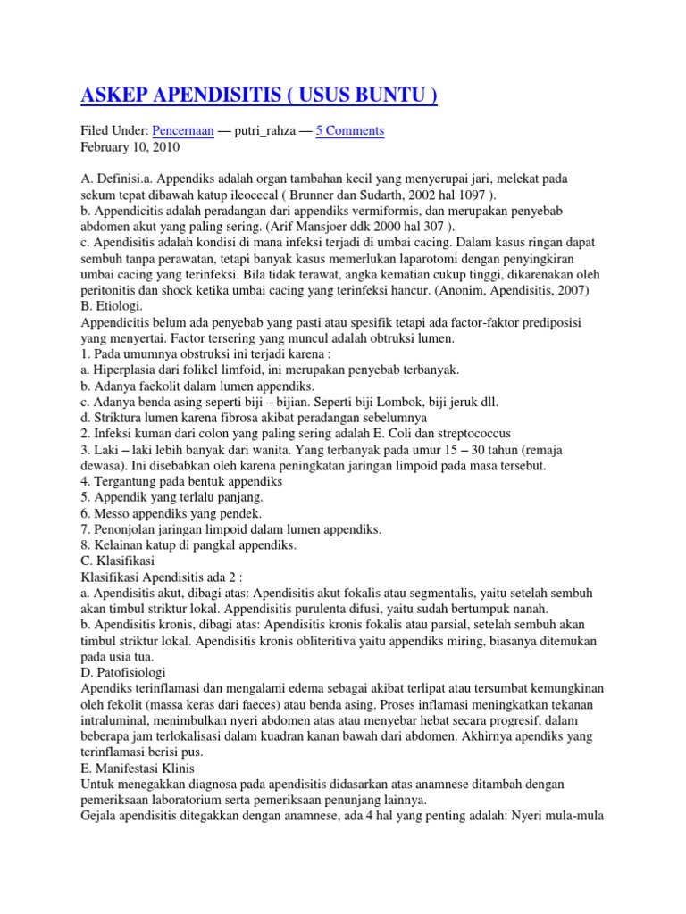 Askep Apendisitis | PDF