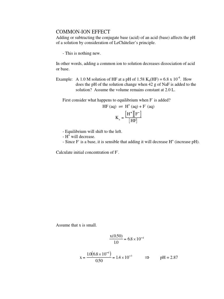 The Common Ion Effect | Download Free PDF | Titration | Chemistry