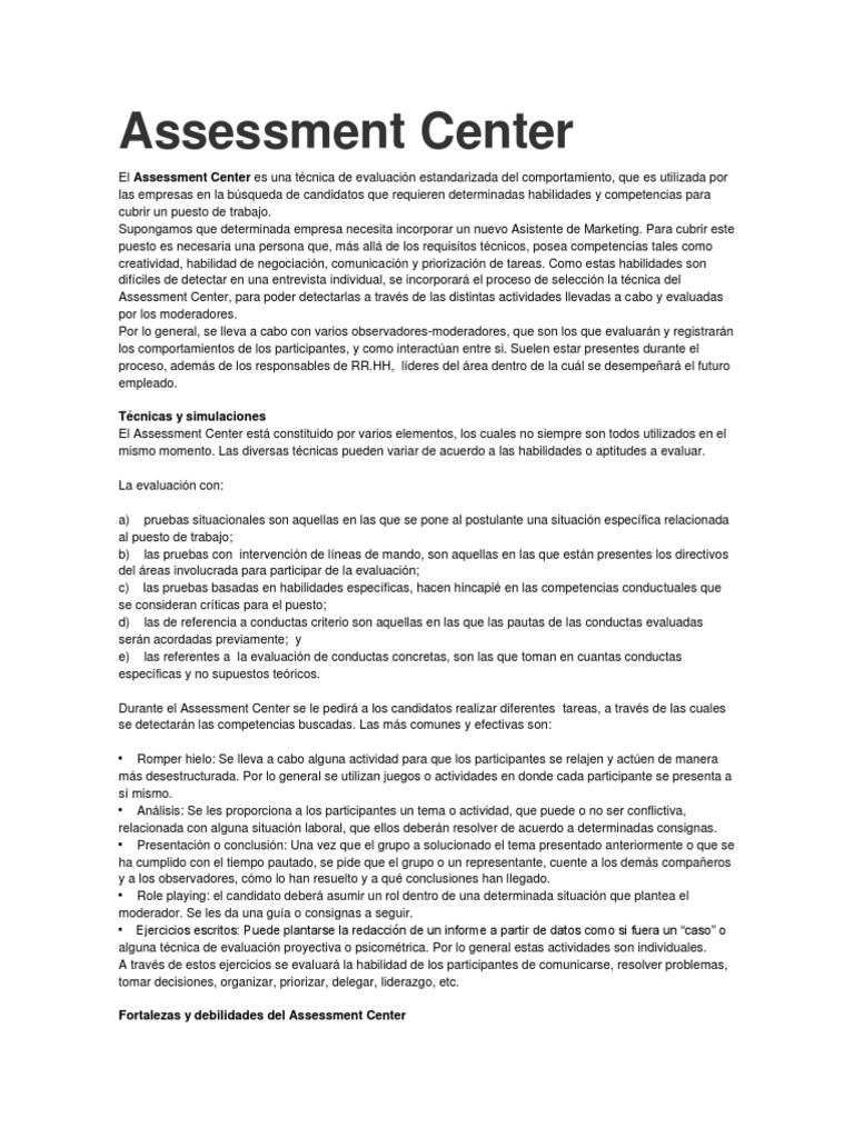 Assessment Center | PDF