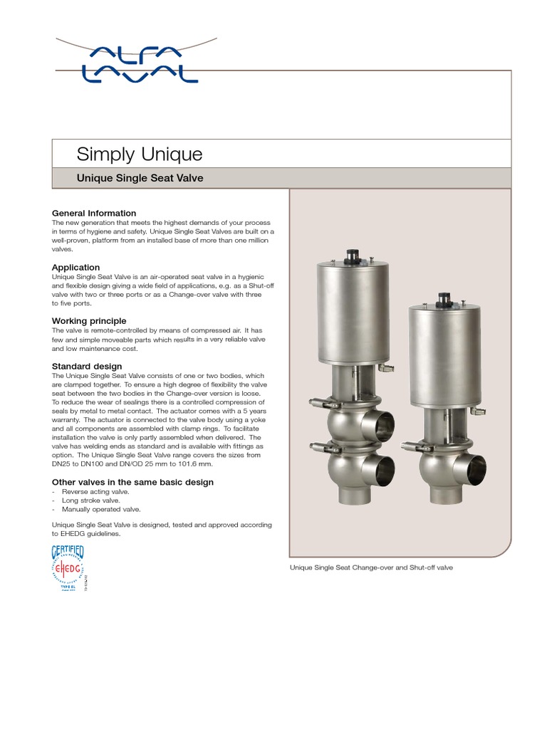 Unique Single Seat Valve-Simply Unique | PDF | Valve | Machines