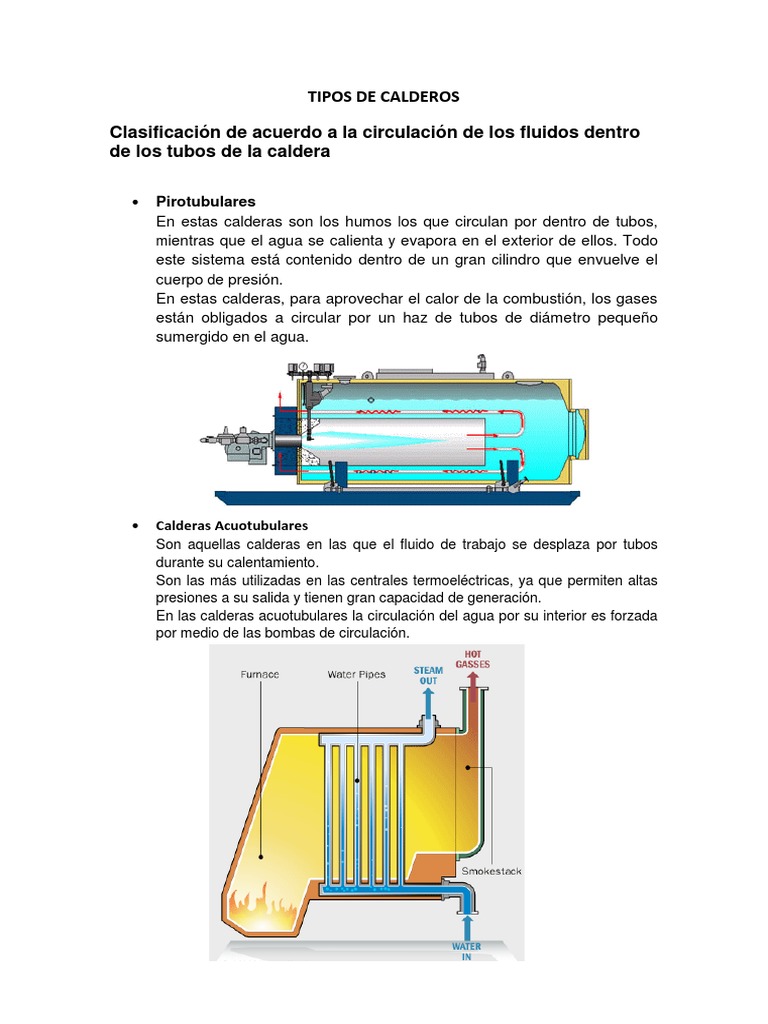 Tipos de Calderas: Pirotubulares y Acuotubulares | PDF