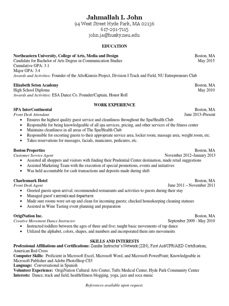 Professional Resume | Boston | Master Of Arts