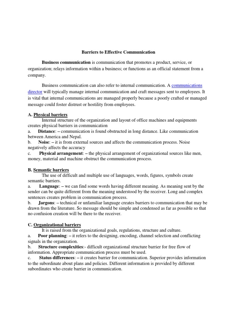 Barriers To Effective Communication | PDF | Norm (Social) | Communication