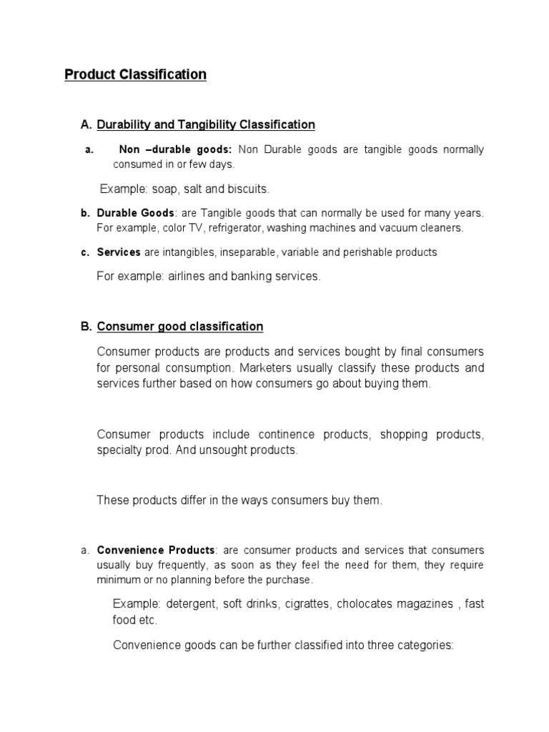 Product Classification and Levels | PDF | Final Good | Goods