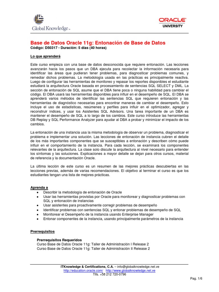 Base De Datos Oracle 11g Entonacion De Base De Datos D50317 Descargar Gratis Pdf Base De