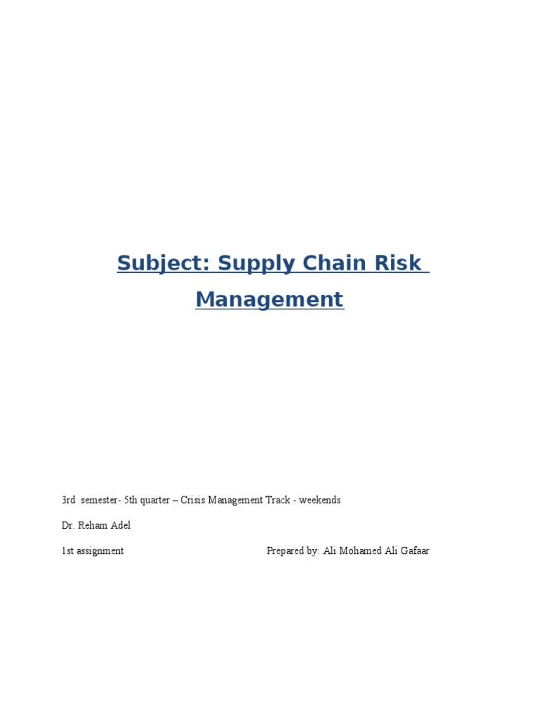 Supply Chain Risk Management | PDF | Supply Chain Management | Supply Chain