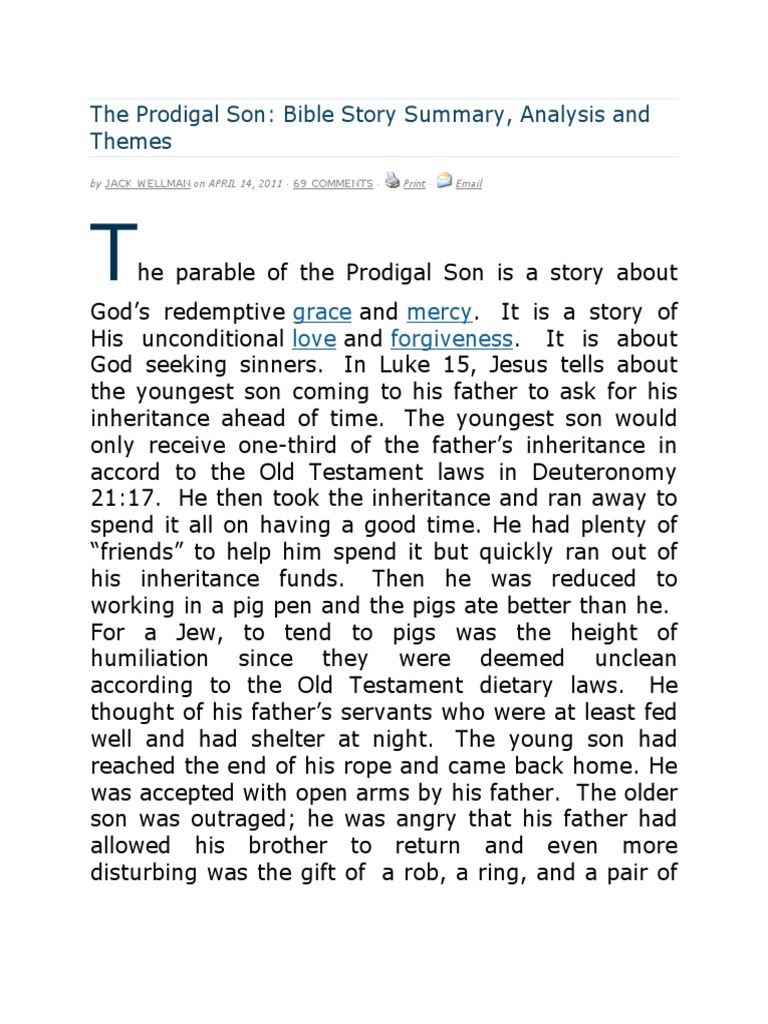 Prodigal Son Parable Summary