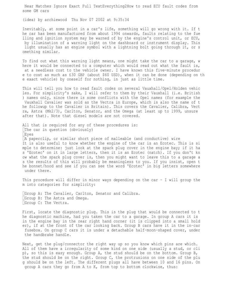 Opel Blink Codes | PDF | Turbocharger | Fuel Injection